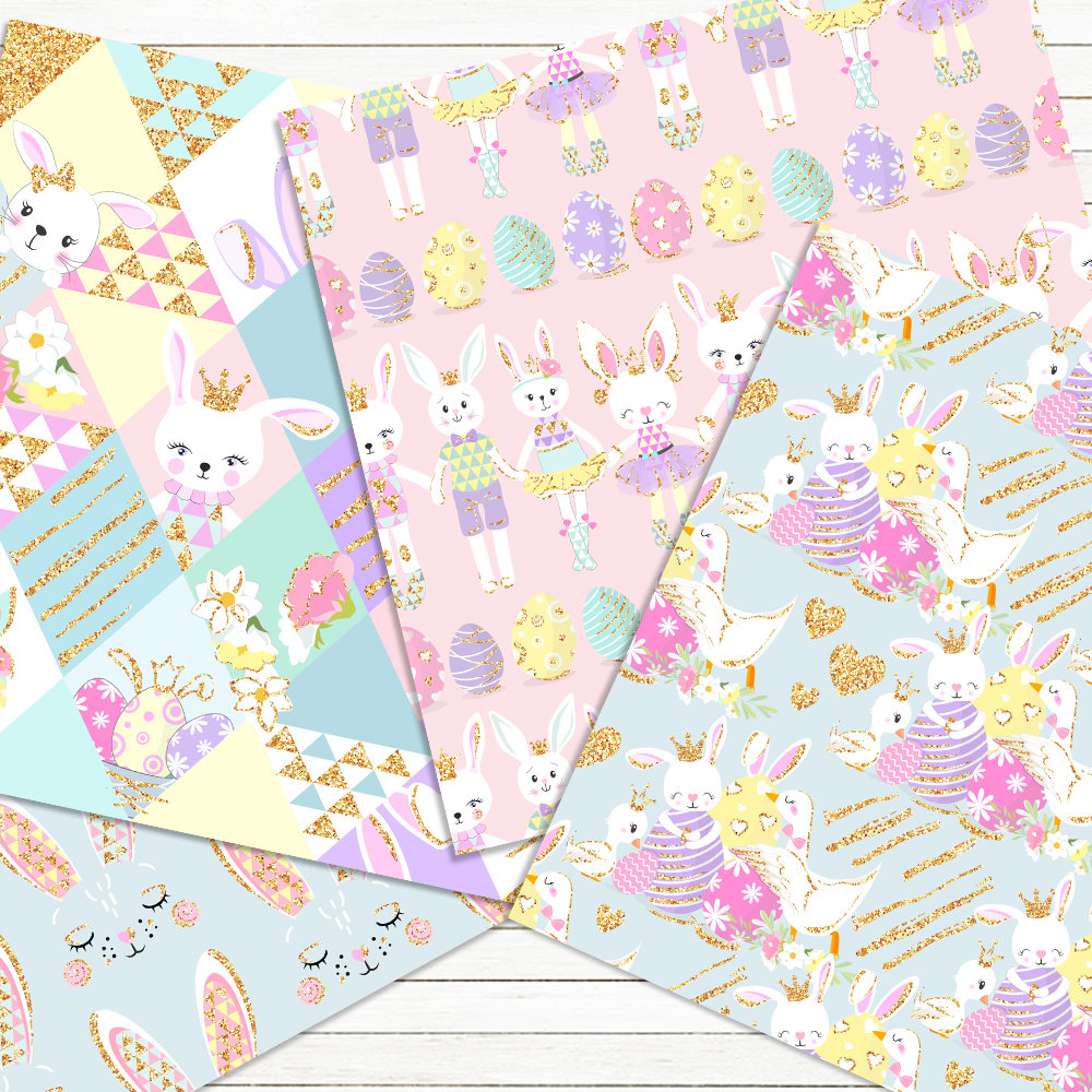 Easter Digital Paper Pack Easter Bunny Digital Paper Bunny - Etsy