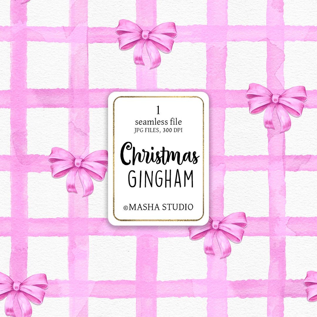 Pink Watercolor Gingham, Hand Drawn Gingham Pattern, Seamless Gingham ...