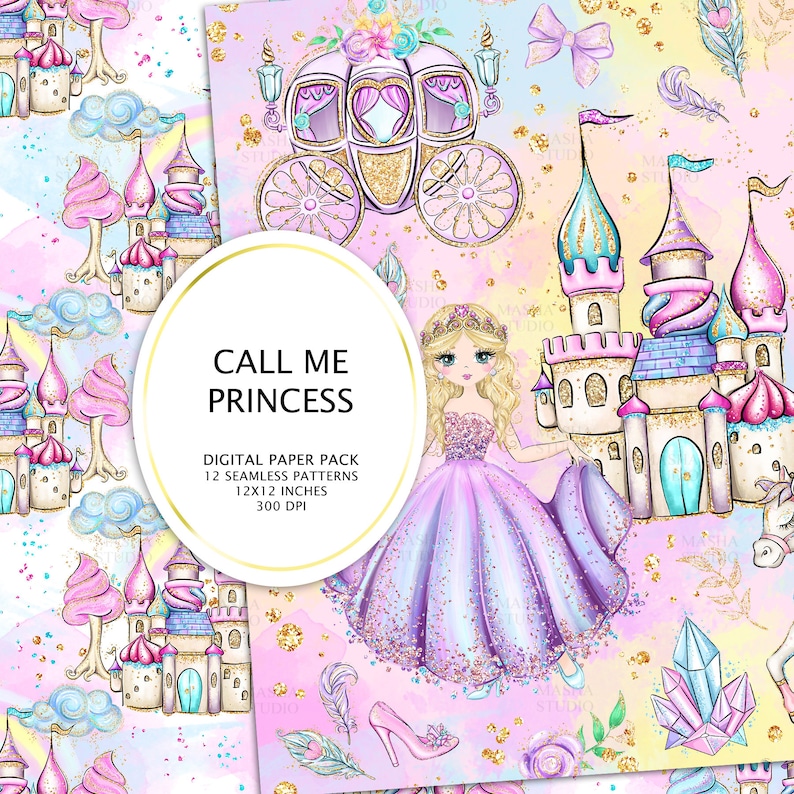 Princess Digital Paper, Princess Pattern, Prince Digital Paper ...