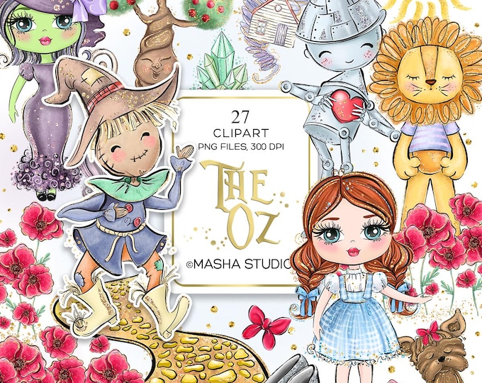 Wizard of Oz Clipart. Dorothy, Tin Man, Scarecrow, Cowardly Lion ...