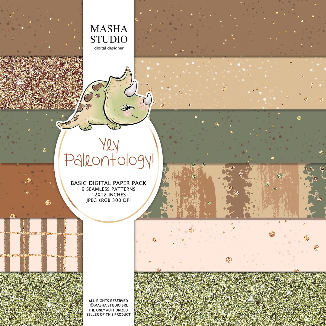 Masha Studio's Paleontology Basic Digital Papers, Dinosaurs Planner ...