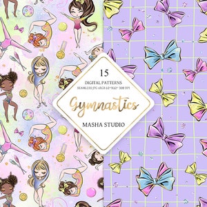 Gymnastics Digital Papers, Gymnastics Patterns, Gymnast Digital Paper ...