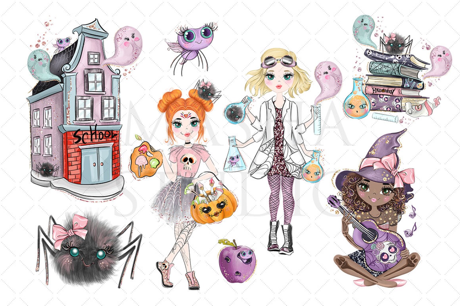 Halloween Clipart School Clipart Halloween Illustrations - Etsy