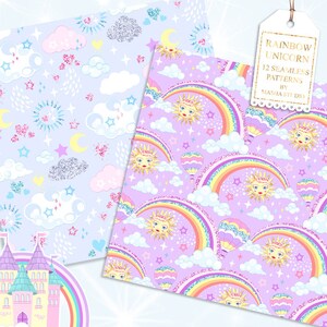 Unicorn Digital Paper, Unicorn Planner Stickers, Princess Paper Pack ...