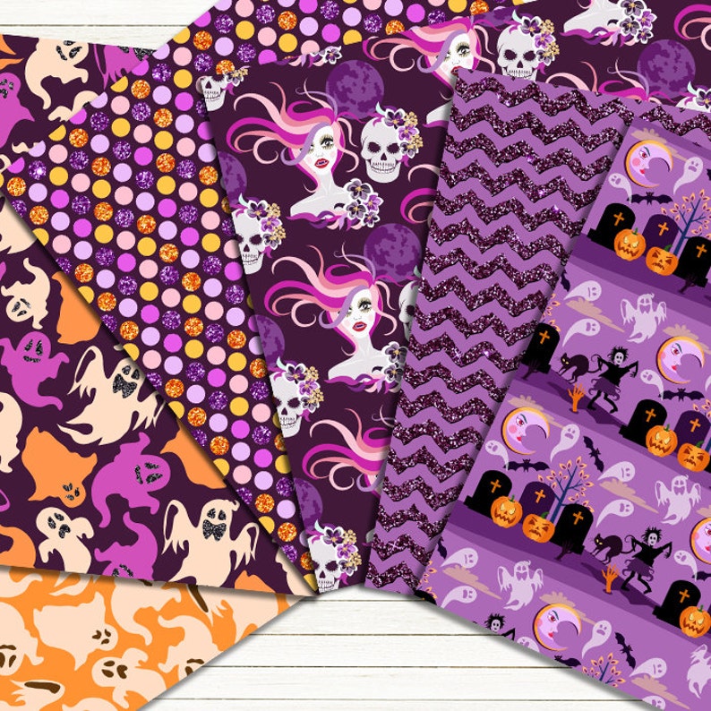 Halloween Papers: halloween DIGITAL Papers With - Etsy