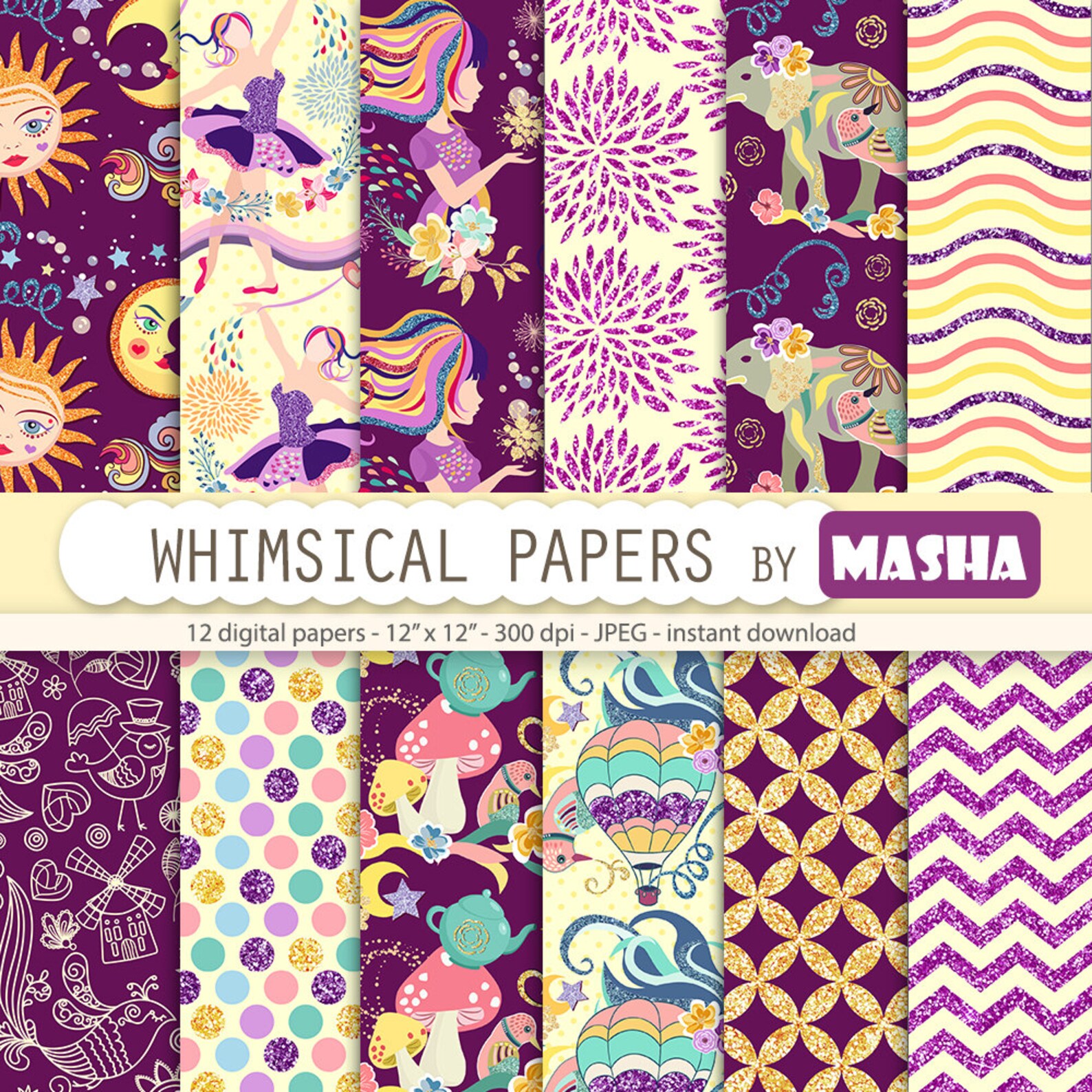 Fantasy Papers: whimsical DIGITAL Papers With | Etsy