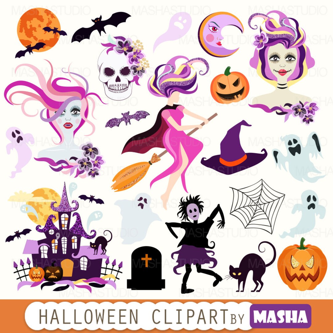 Halloween Clip Art: halloween Clipart With Witch Clipart, Ghost Clipart ...