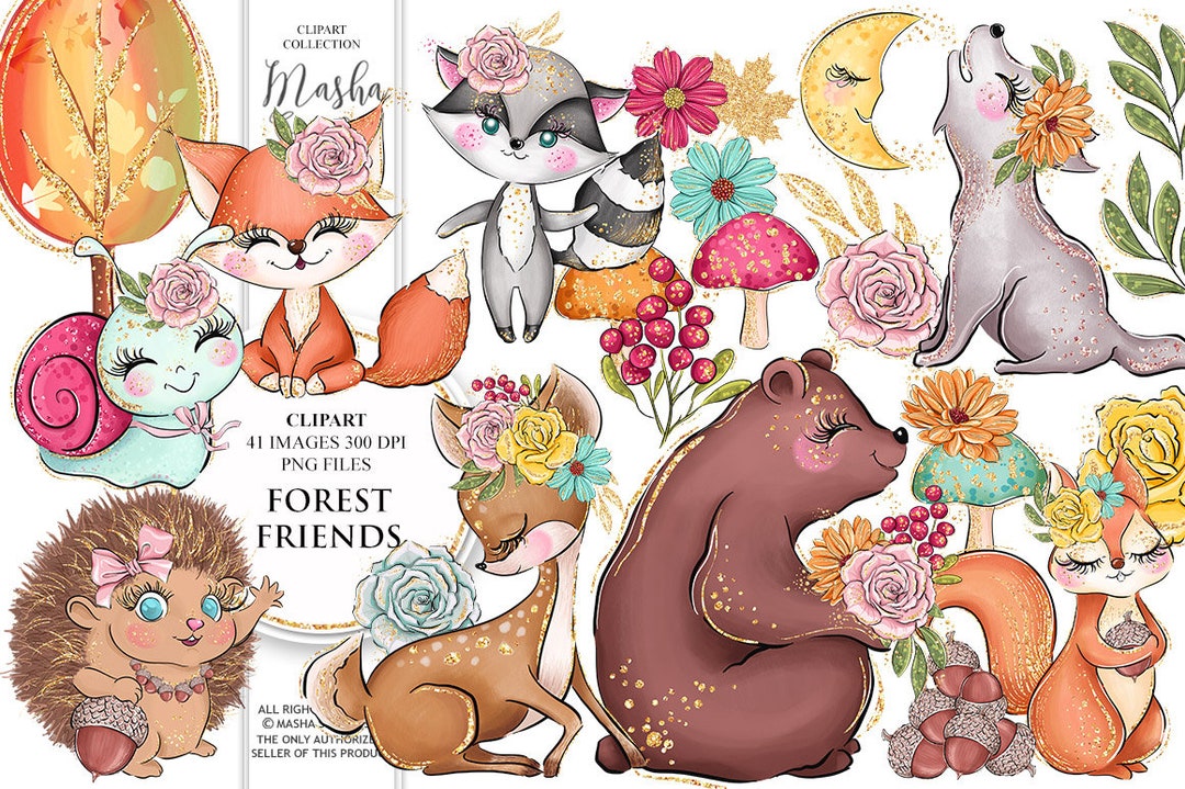 Forest Friends Clipart Forest Animals Clipart Autumn Clipart Fall ...