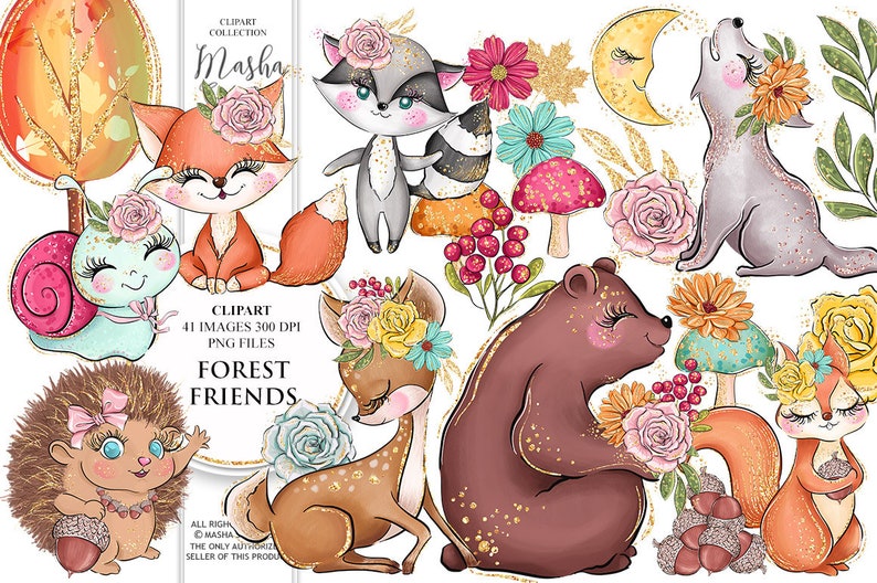 Forest Friends Clipart Forest Animals Clipart Autumn Clipart | Etsy