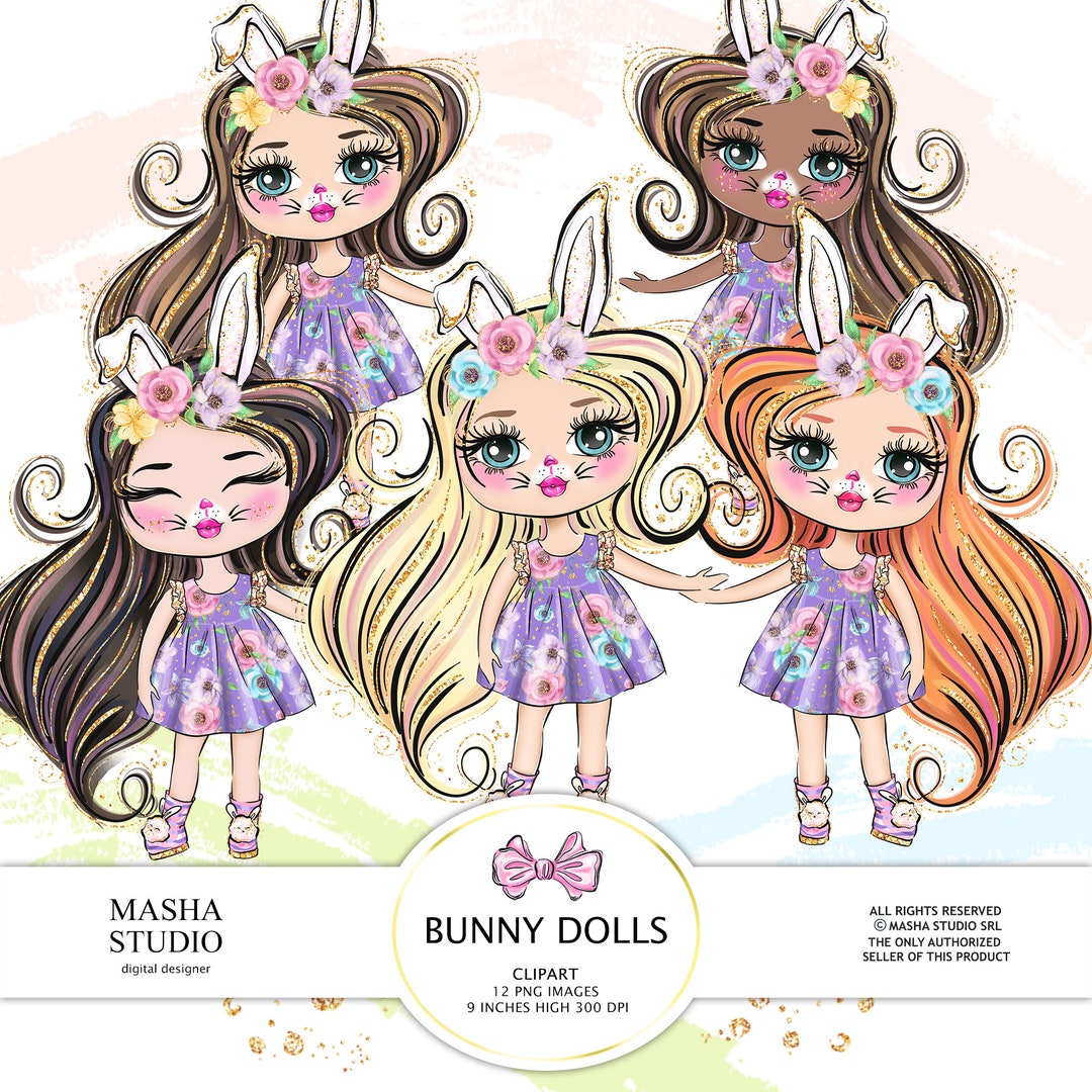 Easter Clipart, Bunny Girls Clipart, Easter Dolls Clipart, Bunny Dolls ...