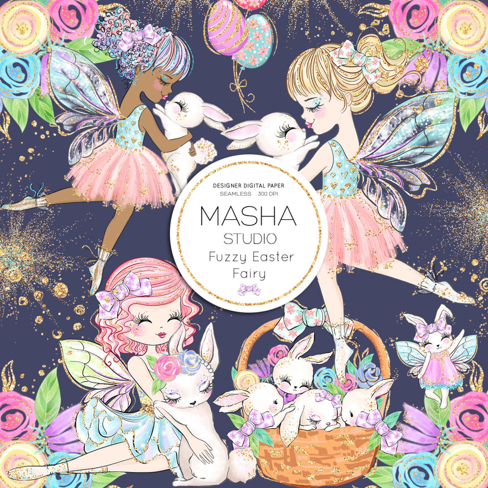 FUZZY EASTER FAIRY Clipart, Easter Clipart, Bunny Clipart, Fairy ...