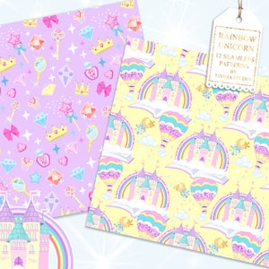 Unicorn Digital Paper, Unicorn Planner Stickers, Princess Paper Pack ...