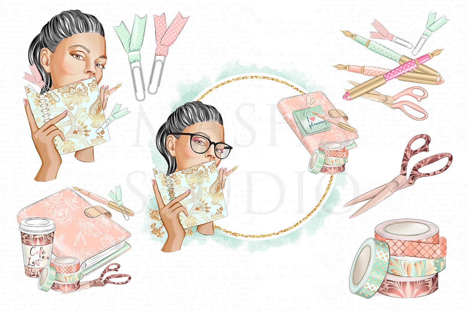 Planner Clipart: african American Planner Girl - Etsy