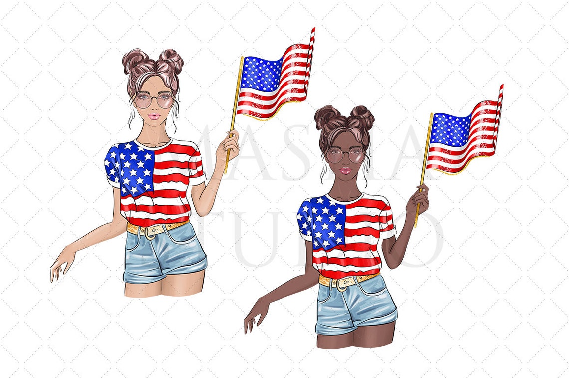 4th of July Clipart, Patriotic Clipart, American Girl Clipart ...