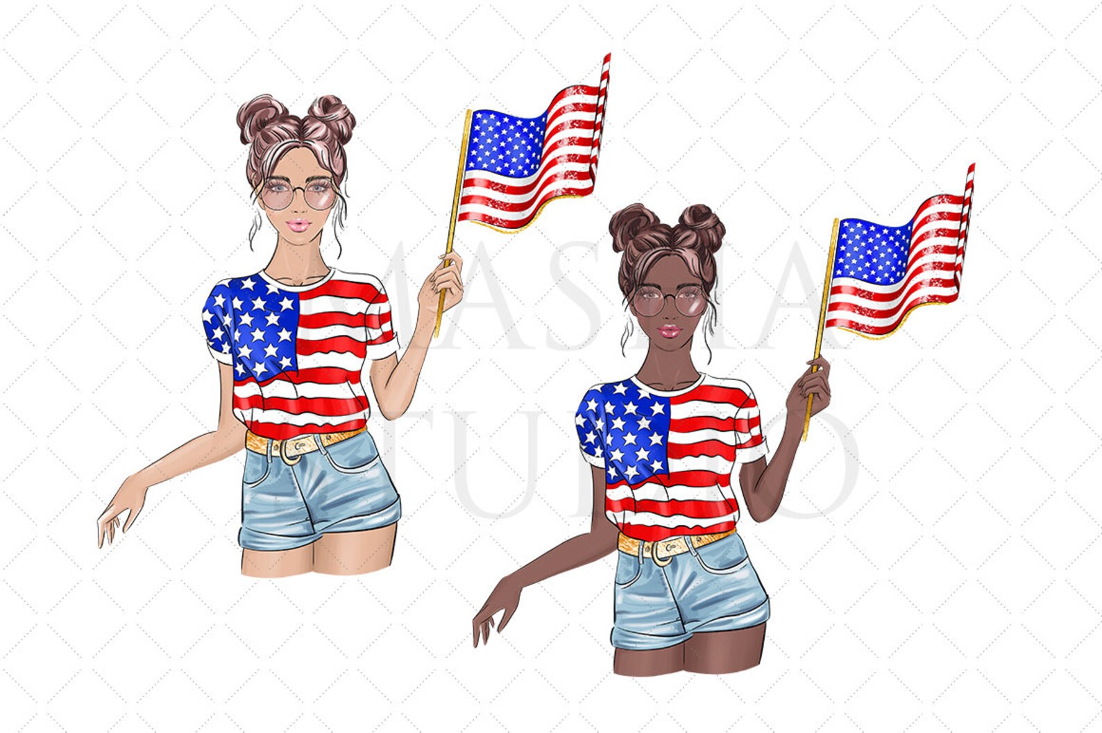 4th of July Clipart, Patriotic Clipart, American Girl Clipart ...