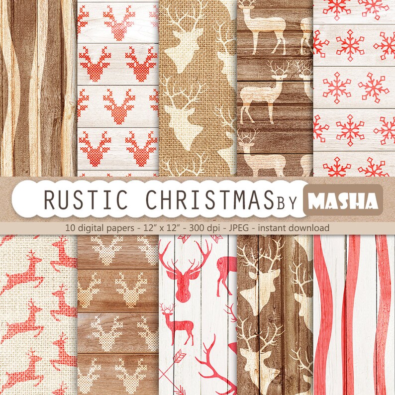 Rustic Christmas Digital Papers: rustic Christmas - Etsy