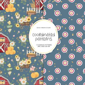 Farm Animals Digital Papers, Domestic Animals Patterns, Farmhouse ...