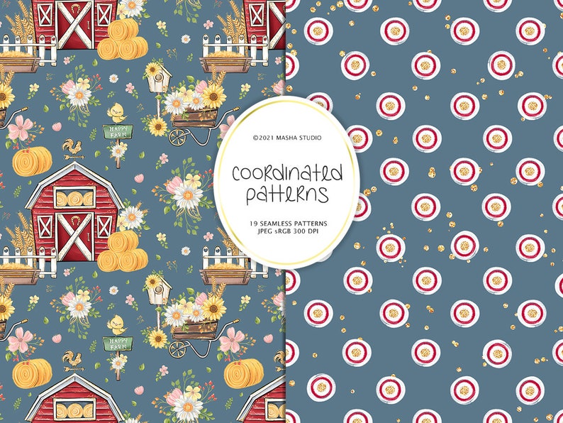 Farm Animals Digital Papers Domestic Animals Patterns - Etsy