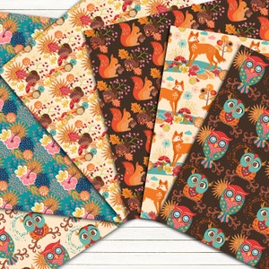 Autumn Digital Paper: autumn Story With Fox Pattern, Squirrel Pattern ...