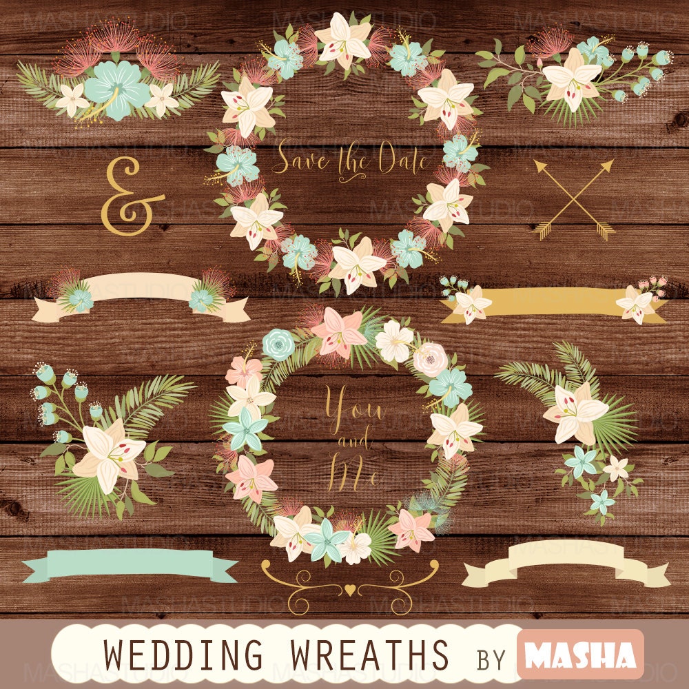 Flower Clipart: wedding WREATHS Clipart With - Etsy