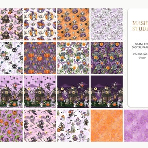 Cute Halloween Digital Papers, Seamless Halloween Patterns, Fabric ...