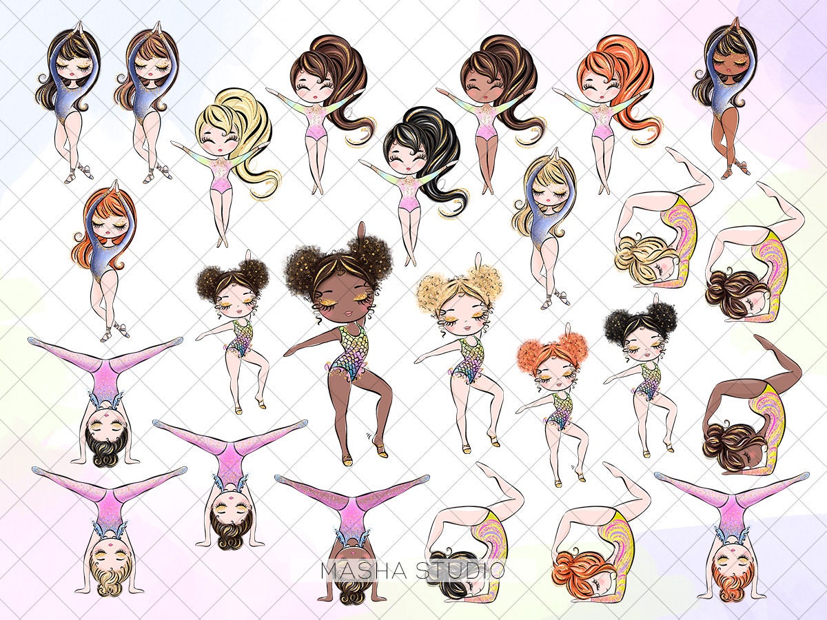 Gymnastics Clipart Gymnastic Girls Clipart Gym Clipart - Etsy UK