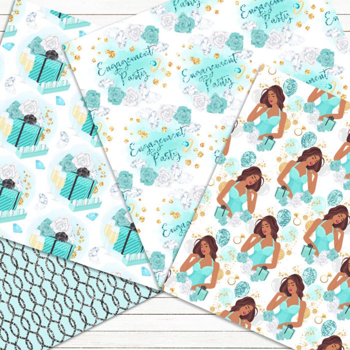 Engagement digital paper: ENGAGEMENT PARTY digital | Etsy