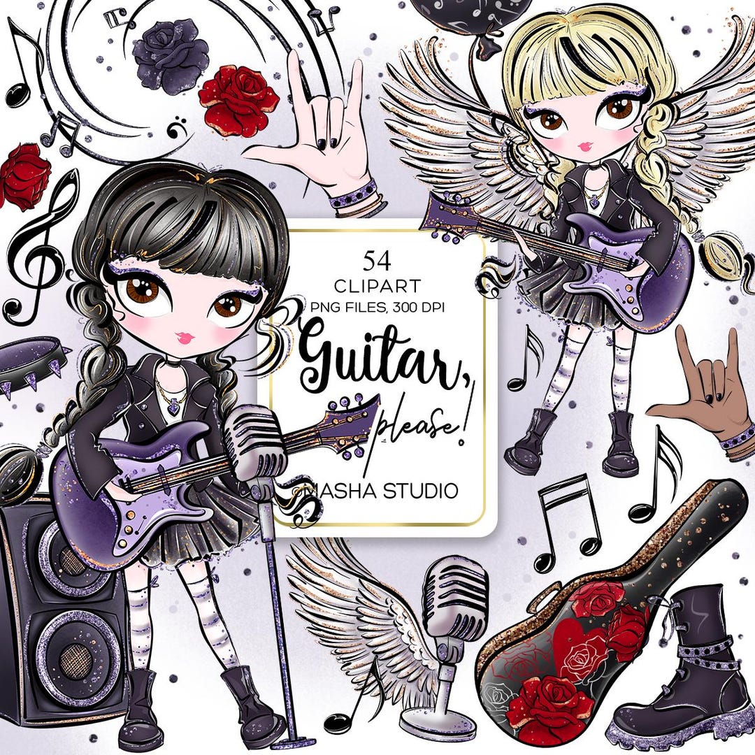 Guitar Hand Drawn Illustrations, Guitar Clipart, Music Clipart, Musical ...