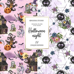 Cute Halloween Digital Papers, Seamless Halloween Patterns, Fabric ...