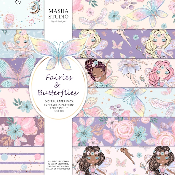 Fairy Digital Papers Butterfly Digital Paper Flower Digital - Etsy