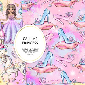 Princess Digital Paper, Princess Pattern, Prince Digital Paper ...