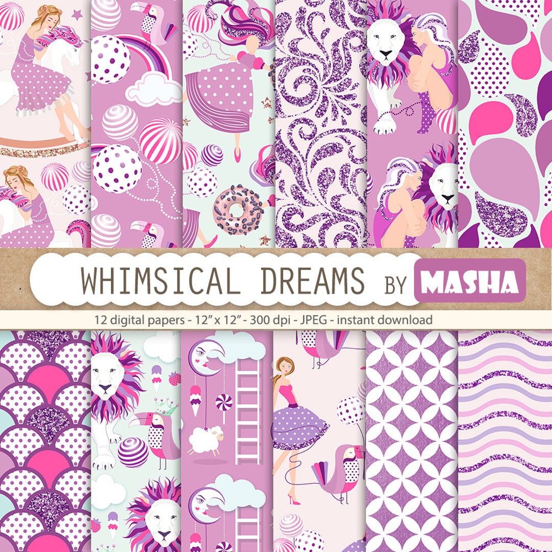 Purple Digital Paper: whimsical Dreams With Whimsical Digital Paper ...