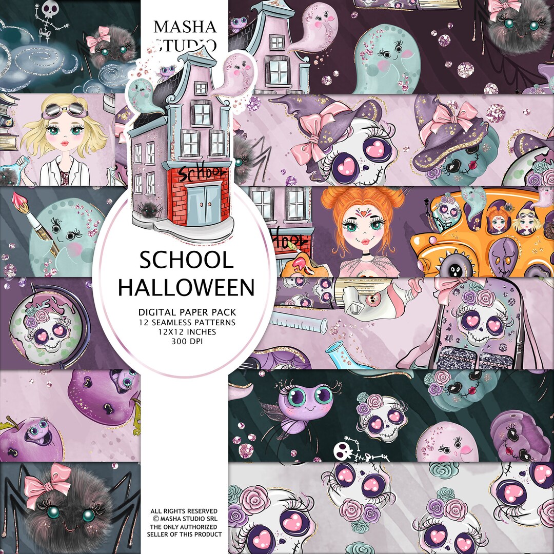 School Halloween Digital Papers, Halloween Digital Papers, School ...
