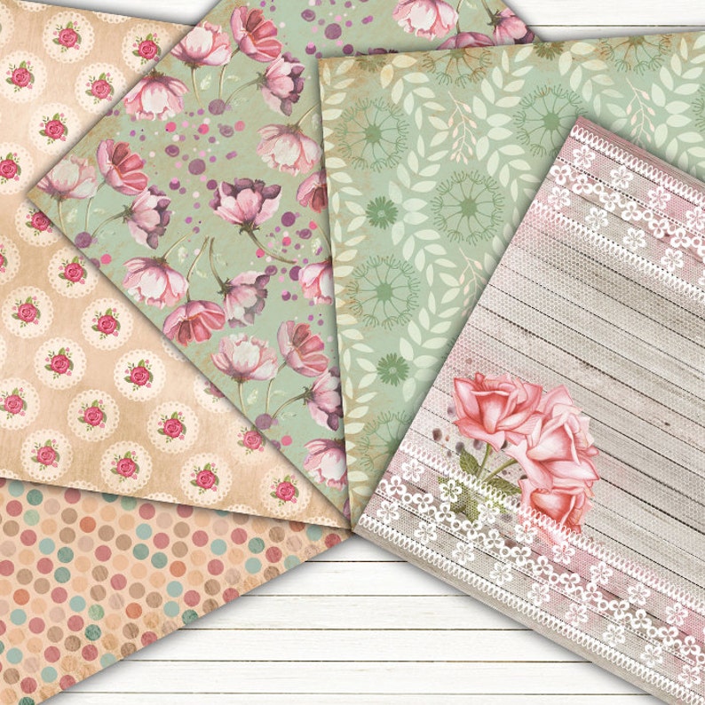 Shabby Digital Papers: shabby FLORAL Papers With - Etsy