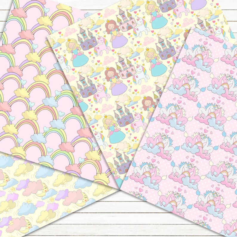 Unicorns Papers: Unicorns & Princesses Digital - Etsy