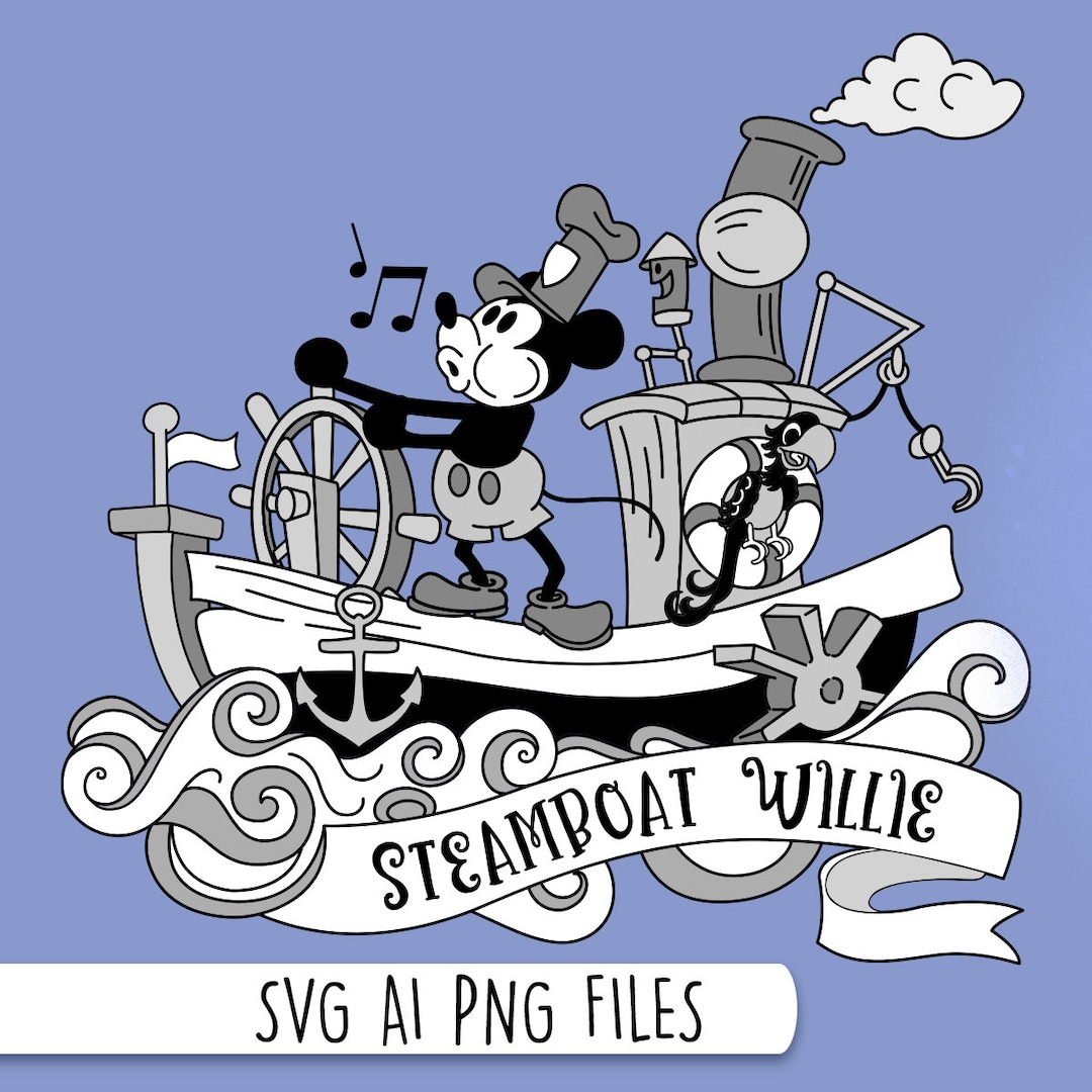 Original Steamboat Willie SVG File, Editable Files, Steamboat Willie ...