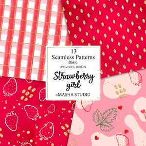 Strawberry Digital Papers, Seamless Strawberry Patterns, Fabric Designs ...