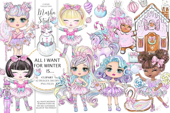 Winter Clipart Glitter Dolls Clipart Winter Dolls Clipart | Etsy