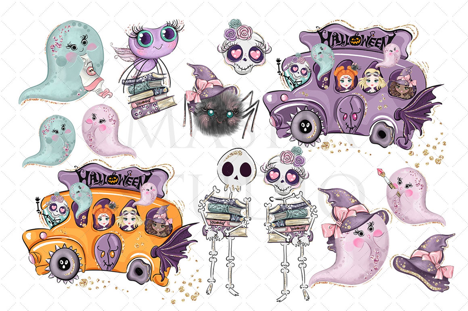 Halloween Clipart School Clipart Halloween Illustrations - Etsy