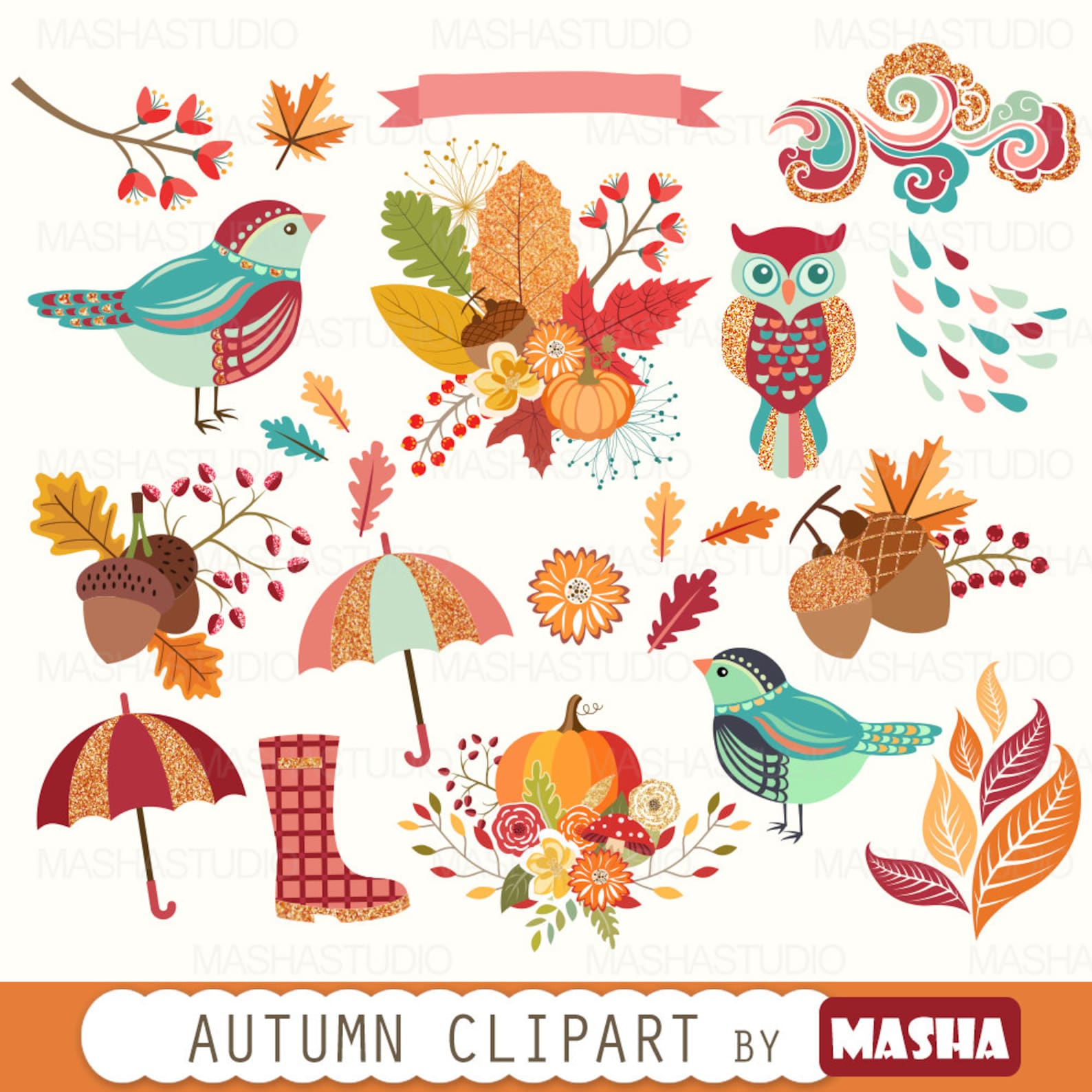 Fall Clipart: autumn Clipart With Autumn Clip Art - Etsy UK