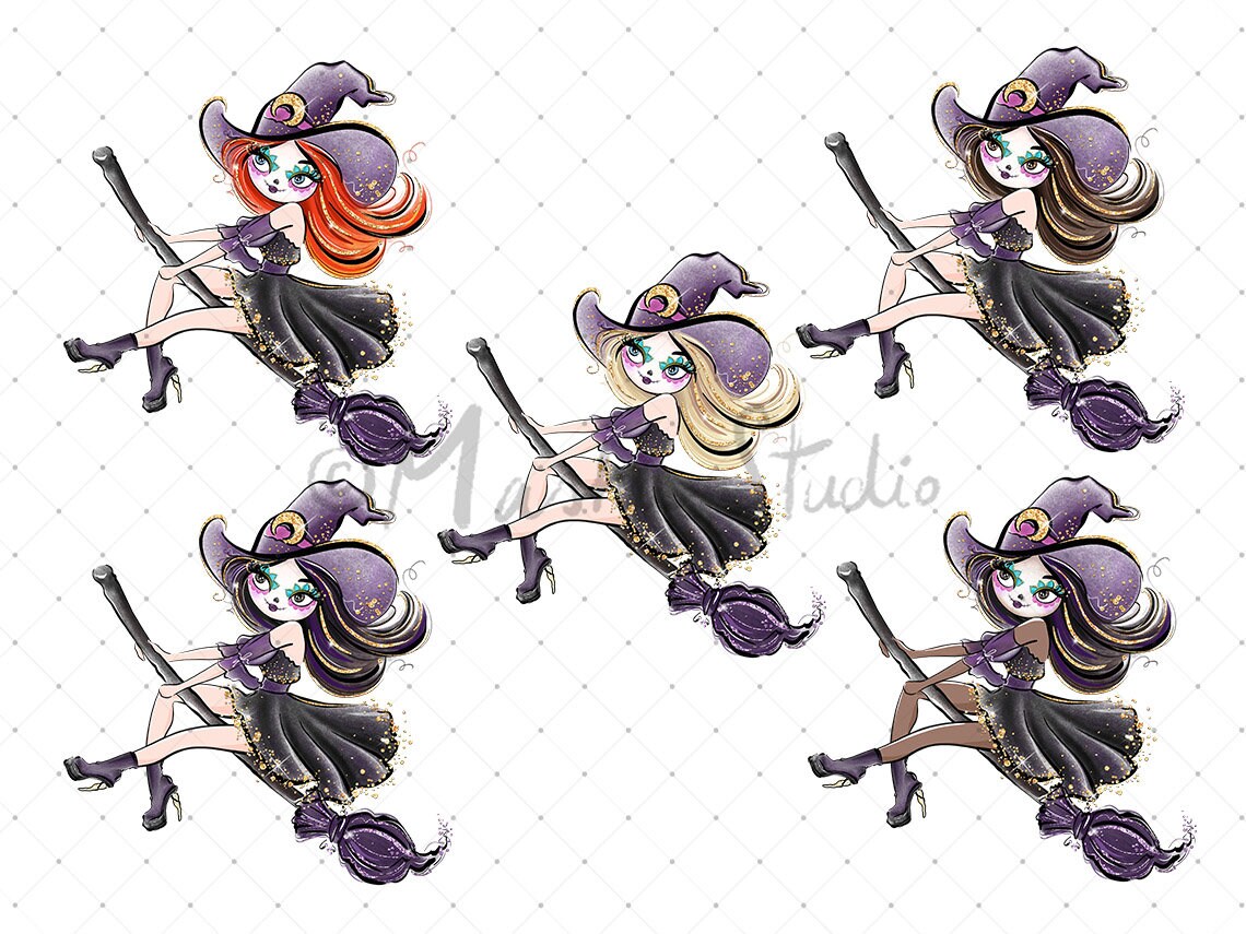 Halloween Clipart, Cute Halloween Clipart, Cute Witch, Haunted House ...