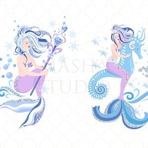 Ice Queen Mermaids Clipart, Mermaid Clipart, Mermaid Planner Stickers ...