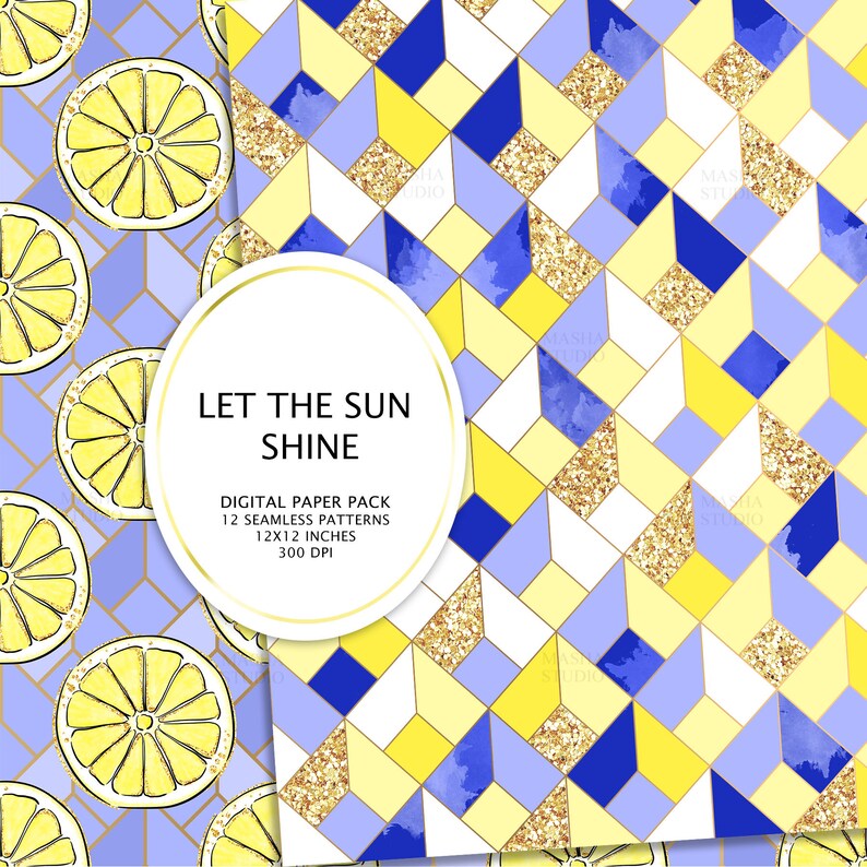 Spring Summer Digital Papers Lemon Digital Paper Sunflower - Etsy