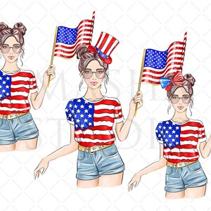 4th of July Clipart, Patriotic Clipart, American Girl Clipart ...