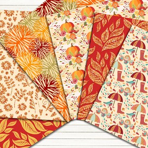 Fall Digital Papers: AUTUMN DIGITAL Papers With Autumn Pattern, Leaves ...
