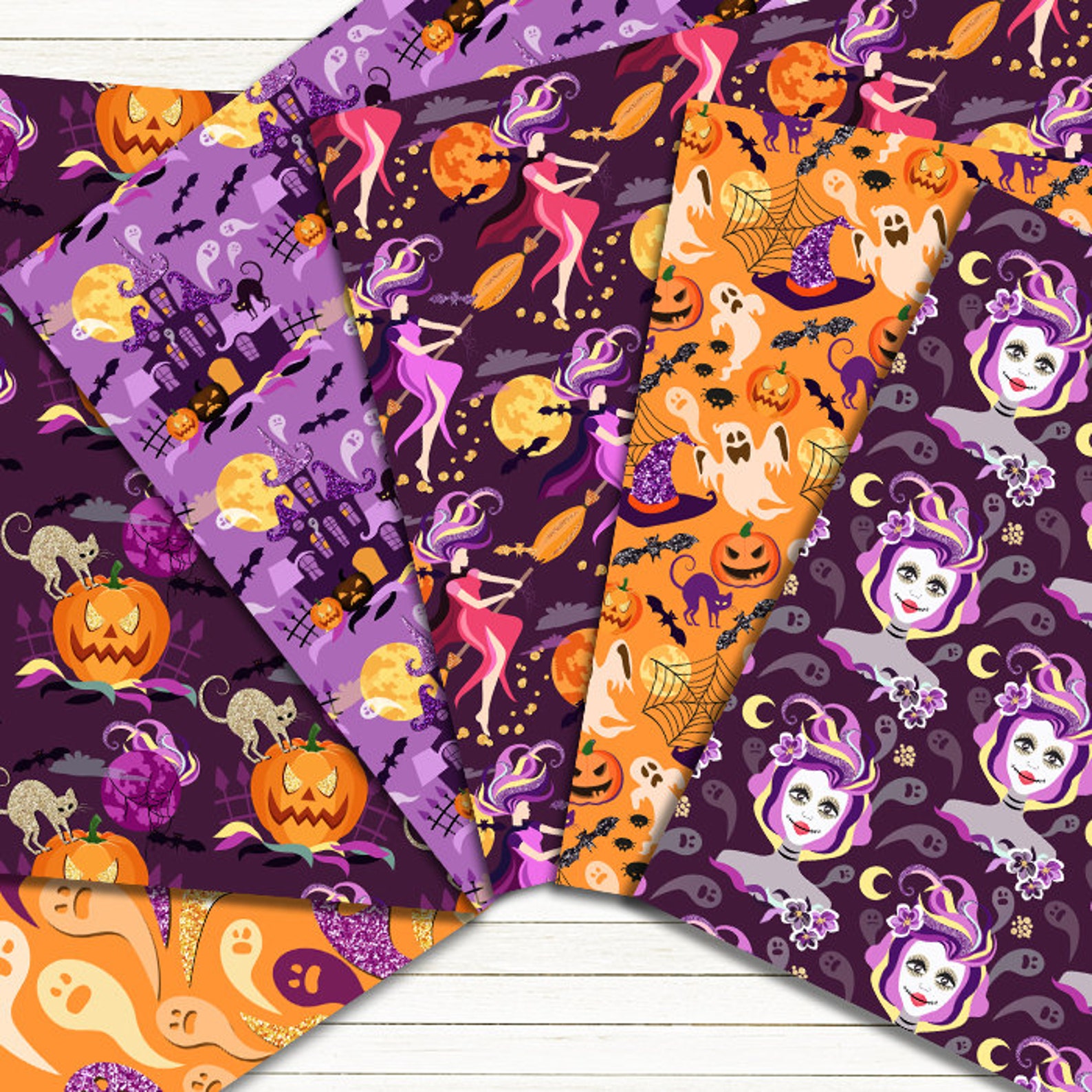Halloween Papers: halloween DIGITAL Papers With - Etsy