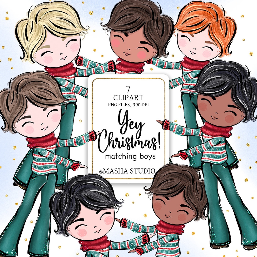 Hand Drawn Clipart, Boy Clipart, Christmas Boy Clip Art, Boy Character ...