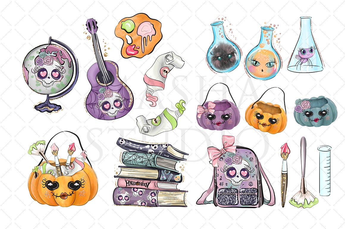 Halloween Clipart School Clipart Halloween Illustrations - Etsy
