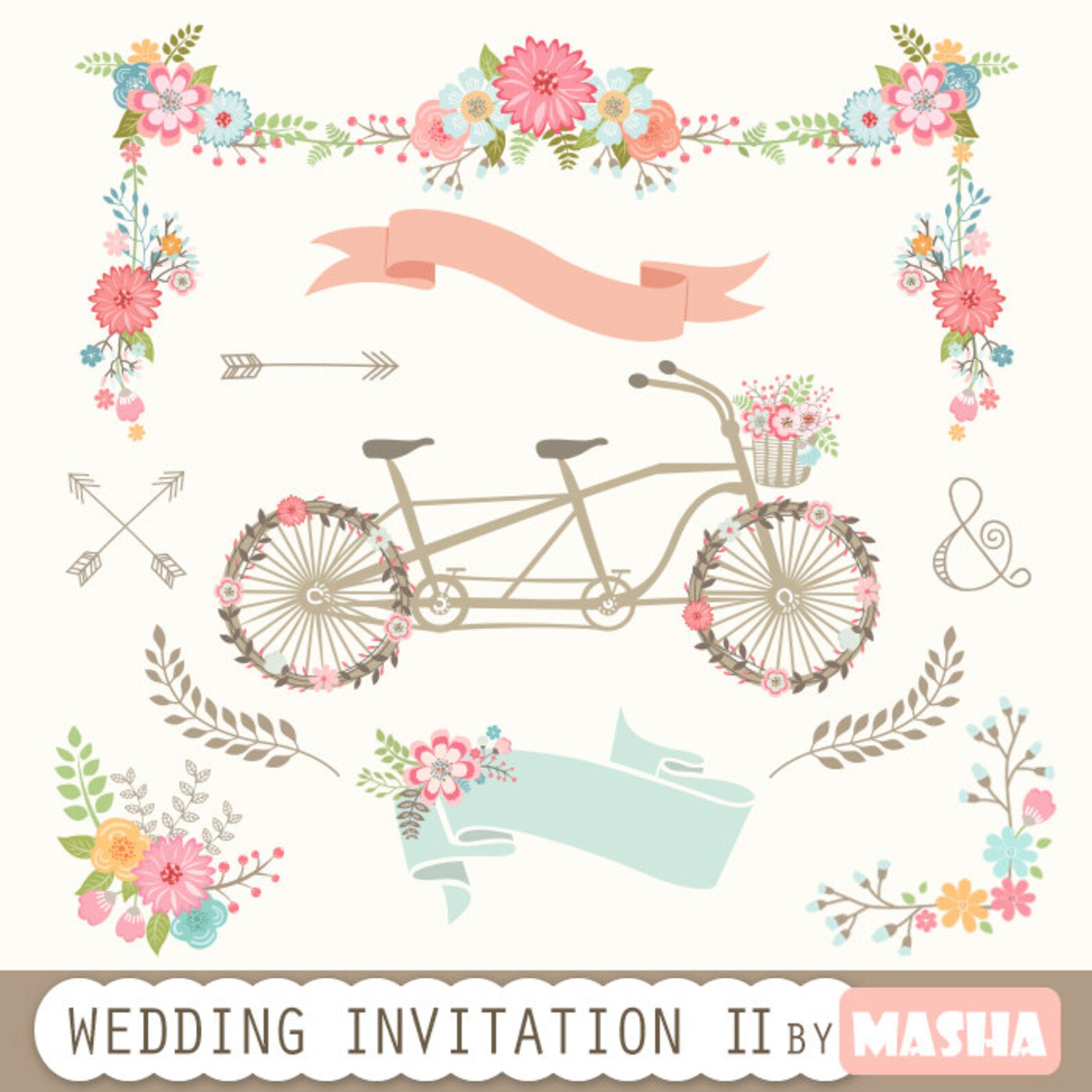 Wedding Invitation Clipart II: wedding INVITATION - Etsy