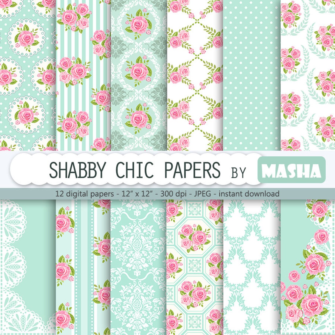 Shabby Chic Digital Paper: shabby CHIC Papers With | Etsy